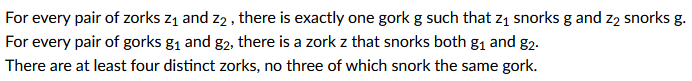 Solved Undefined terms: zork, gork, snork For every pair | Chegg.com