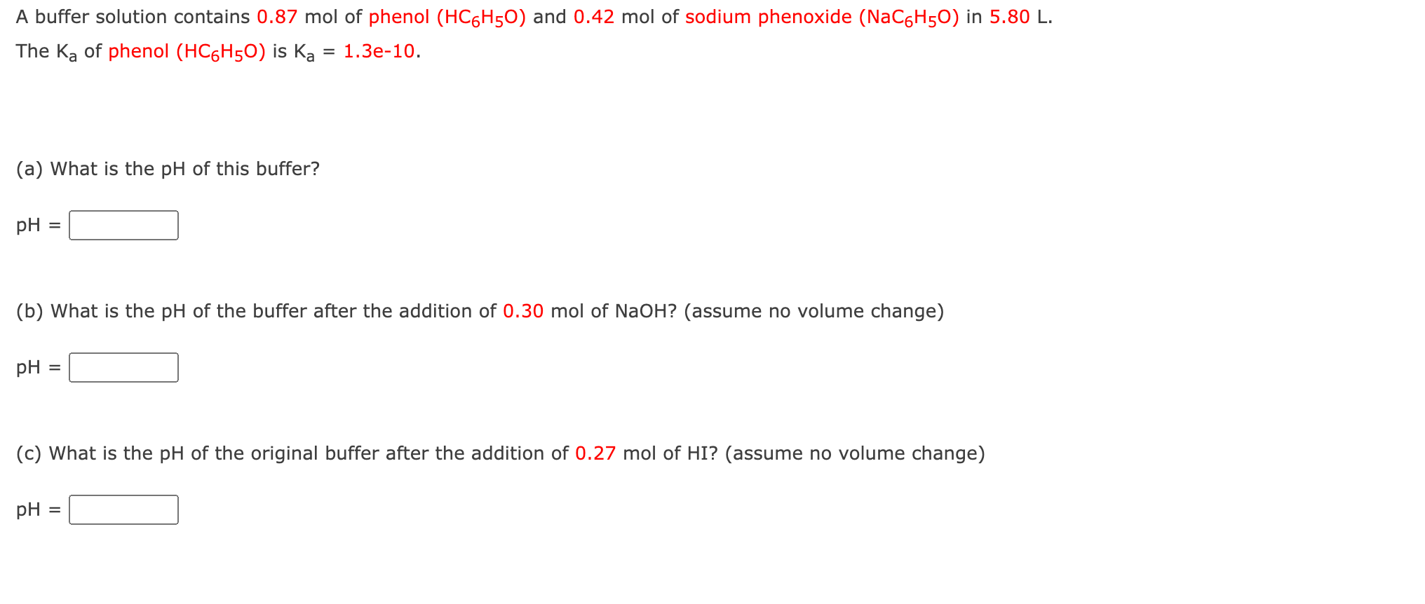 Solved A buffer solution contains 0.87 mol of phenol | Chegg.com