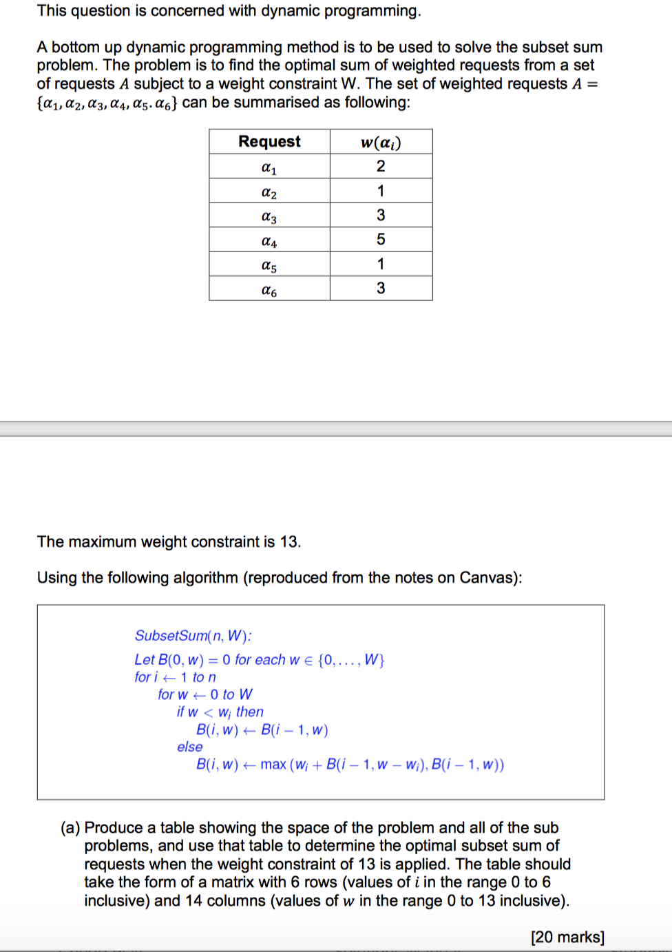 Solved This question is concerned with dynamic programming. | Chegg.com