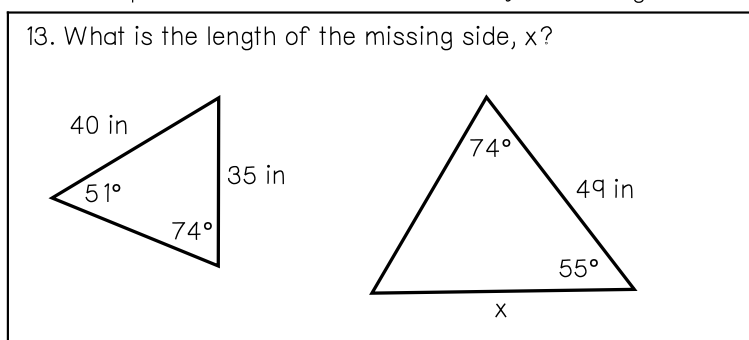 Solved 13. What is the length of the missing side, x ? | Chegg.com