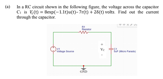 Solved ( (a) In a RC circuit shown in the following figure, | Chegg.com