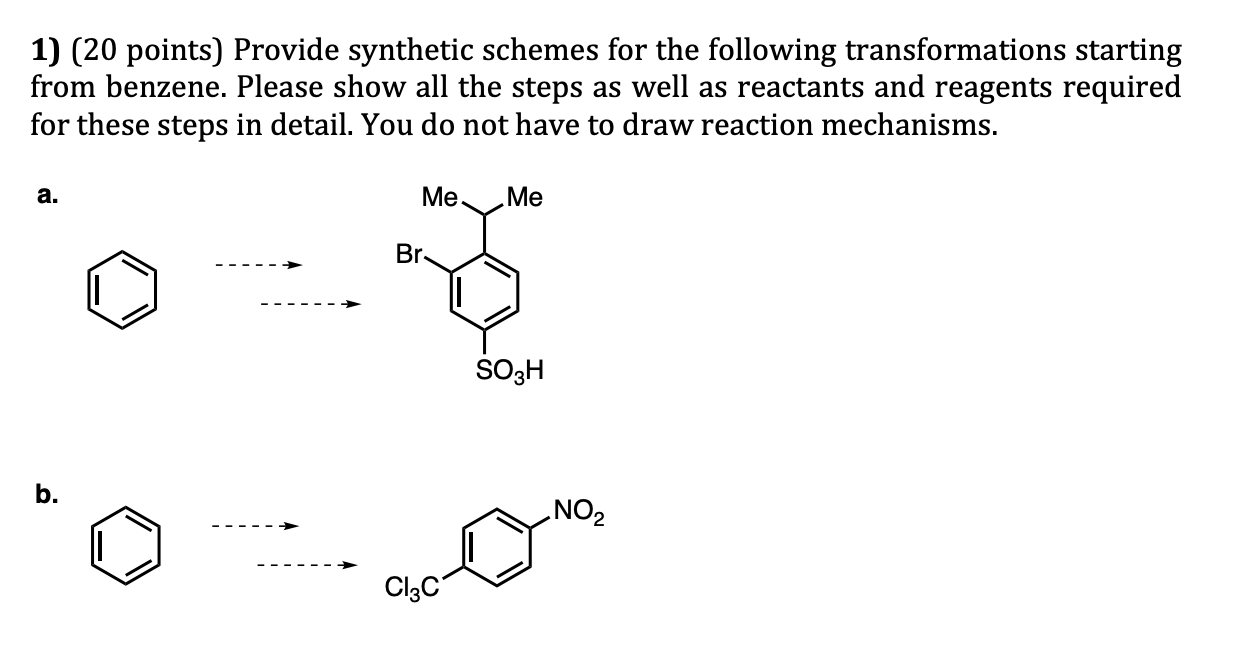 Solved 1) (20 ﻿points) ﻿Provide synthetic schemes for the | Chegg.com