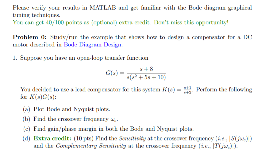 Solved Please verify your results in MATLAB and get familiar | Chegg.com