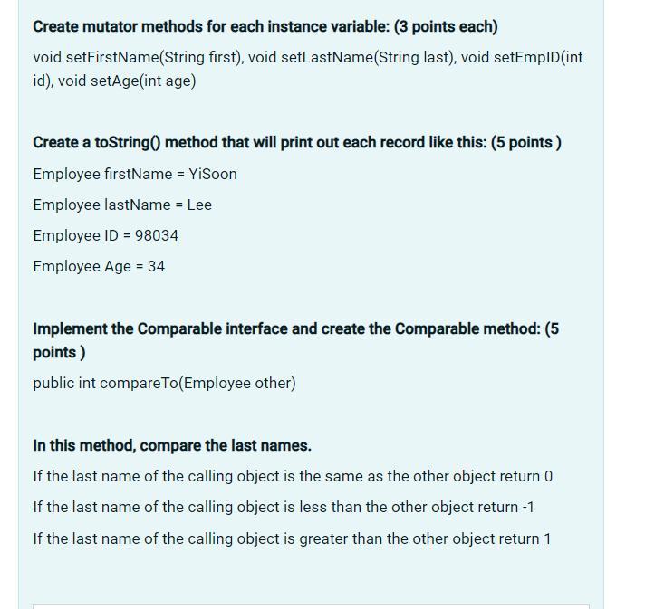 Solved Create Mutator Methods For Each Instance Variable 3 6572
