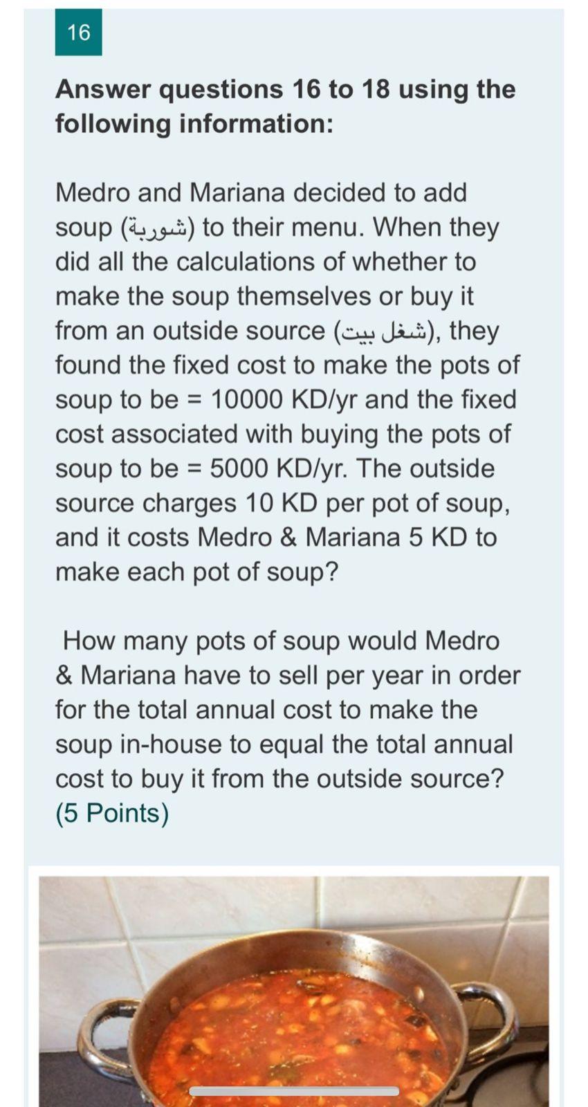 Solved 16 Answer questions 16 to 18 using the following | Chegg.com