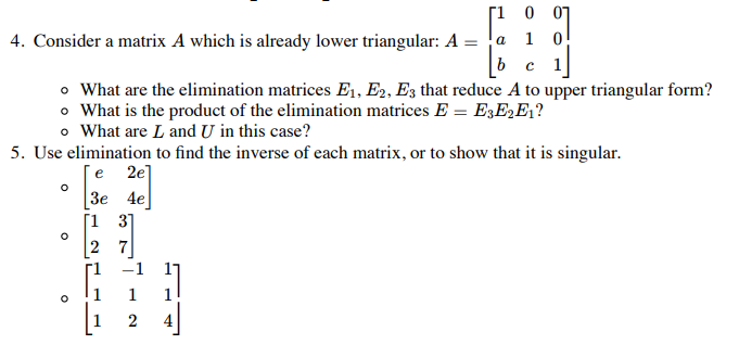 Solved si 007 4. Consider a matrix A which is already lower | Chegg.com