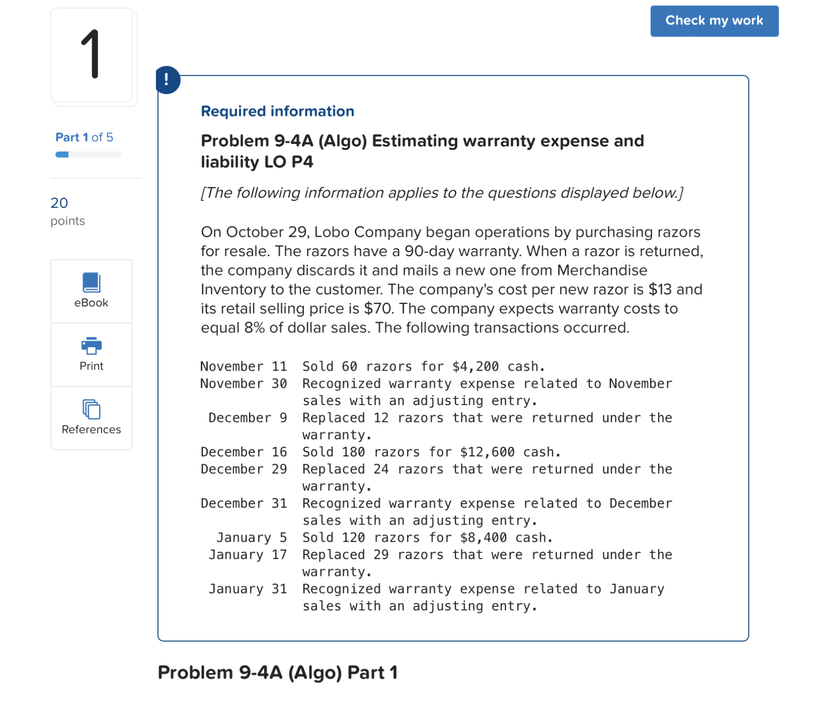 Solved Required information Problem 9-4A (Algo) Estimating | Chegg.com