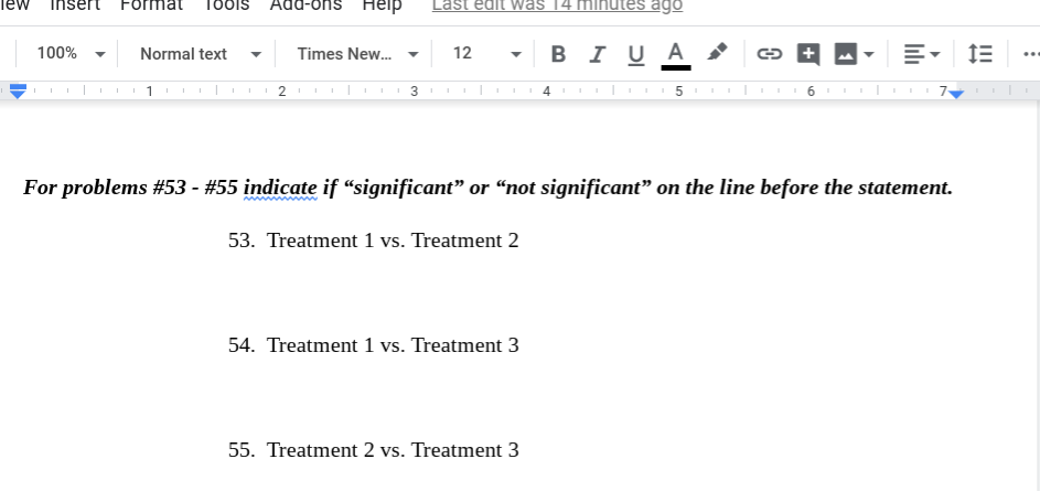 Solved 2 3 51 Treatment #1 0 0 0 2 T = 2 SS = 3 Treatment #2 | Chegg.com