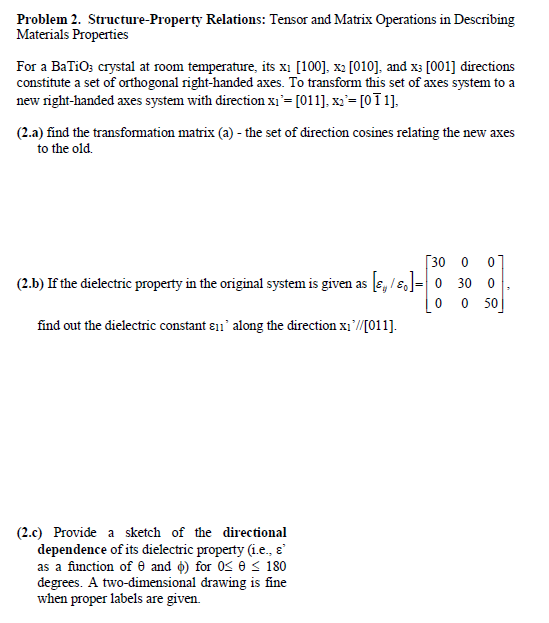 Solved Problem 2. Structure-Property Relations: Tensor and | Chegg.com