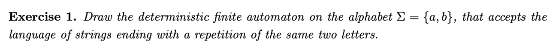 Solved Exercise 1. Draw the deterministic finite automaton | Chegg.com