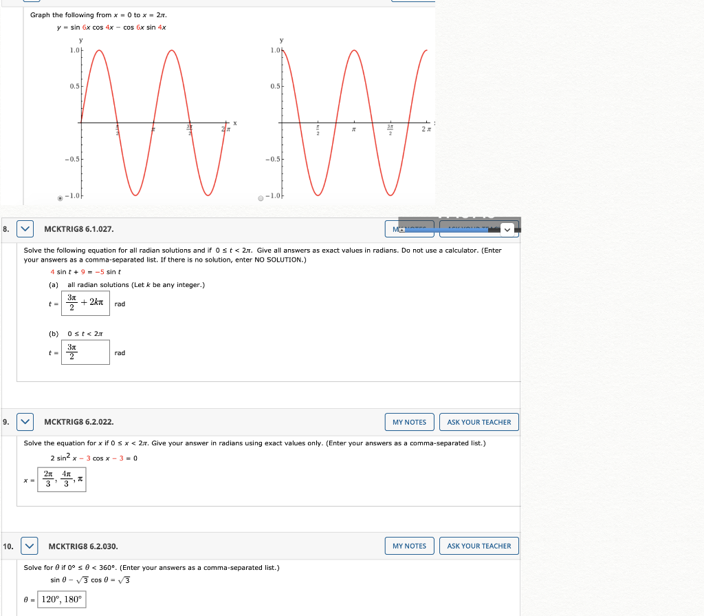 Solved Graph the following from x = 0 to x = 27. y = sin 6x | Chegg.com