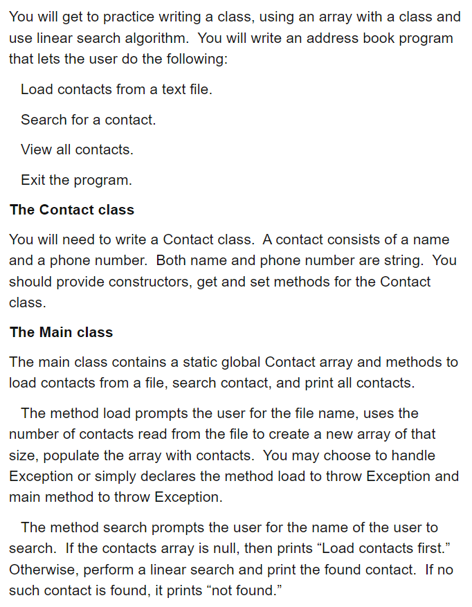 Solved You will get to practice writing a class, using an | Chegg.com