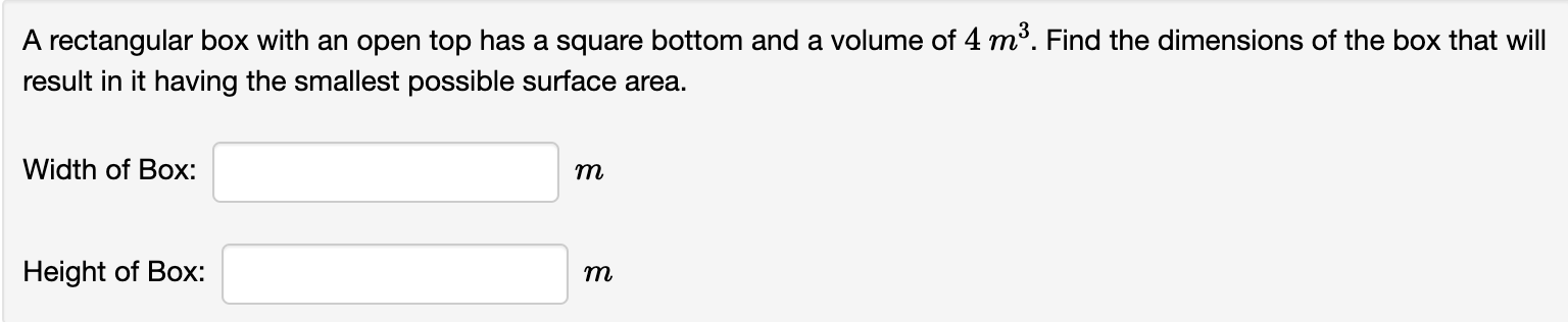 Solved A rectangular box with an open top has a square | Chegg.com