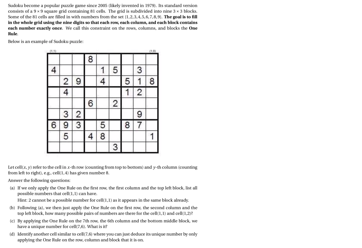 Solved Sudoku become a popular puzzle game since 2005 | Chegg.com