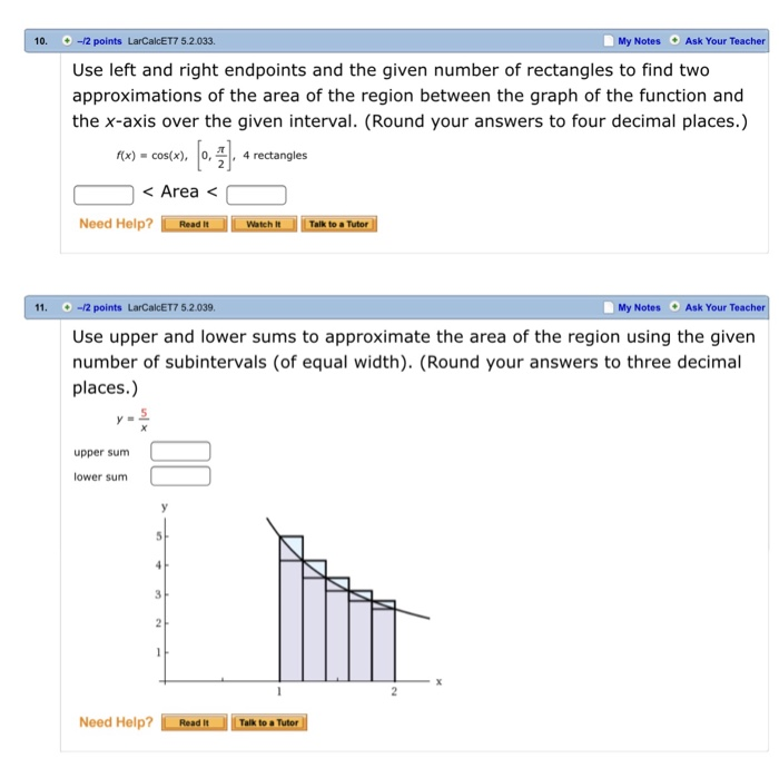 Solved 10. -/2 points LarCalcET7 5.2.033. My Notes Ask Your | Chegg.com Solved 10. -/2 points LarCalcET7 5.2.033. My Notes Ask Your | Chegg.com