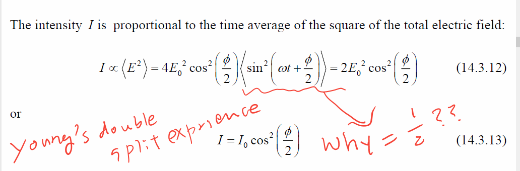 Solved The intensity I is proportional to the time average | Chegg.com