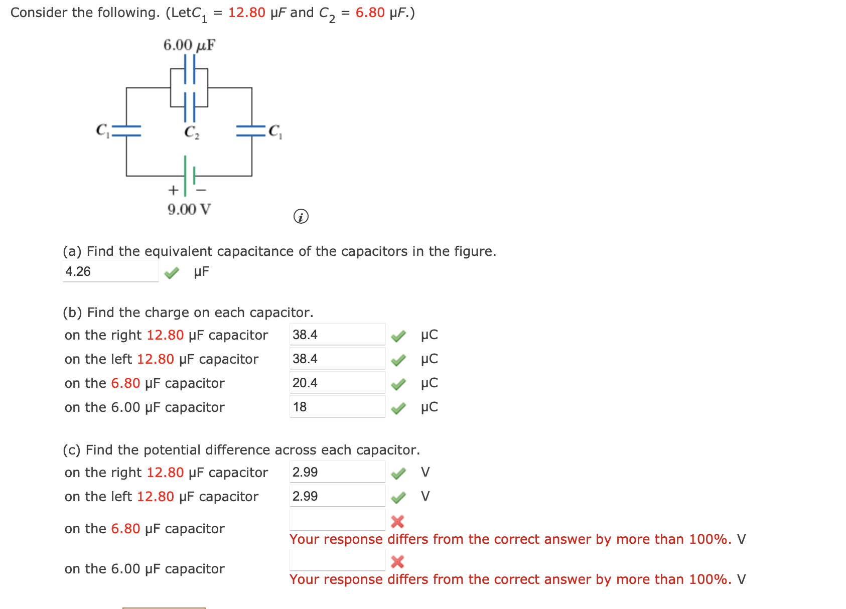 Solved Consider the following. ( Let C1=12.80μF and | Chegg.com