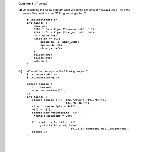 Solved Question 3. (7 points) (a) On executing the below | Chegg.com