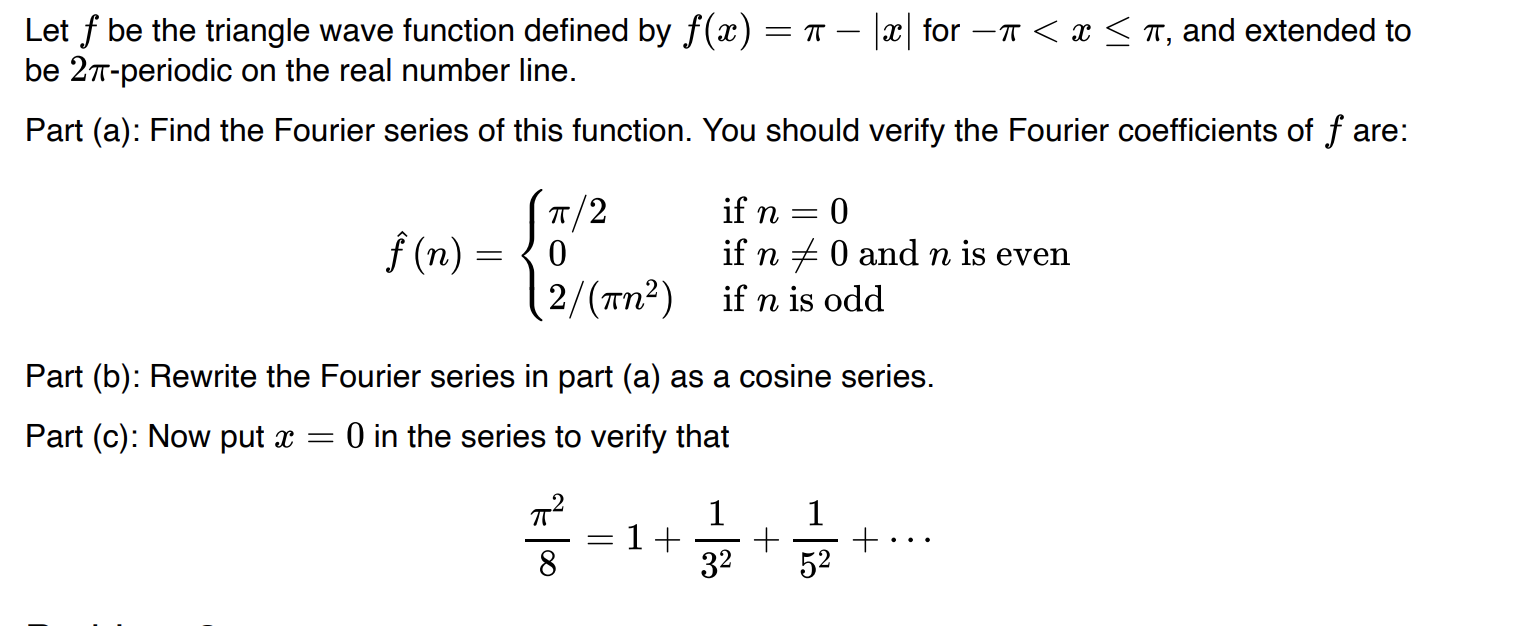 Solved Let f be the triangle wave function defined by f(x) = | Chegg.com