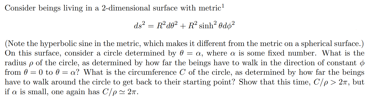 Solved Consider beings living in a 2 -dimensional surface | Chegg.com