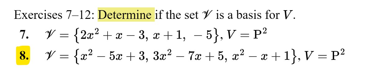 Solved Exercises 7-12: Determine if the set V is a basis for | Chegg.com