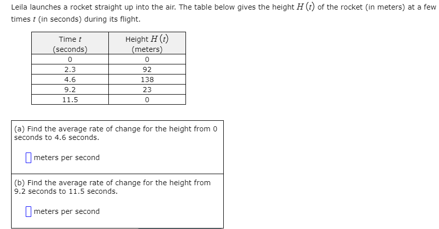 Solved Leila launches a rocket straight up into the air. The | Chegg.com