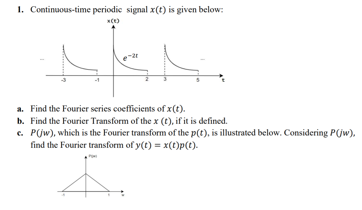 Solved 1. Continuous-time periodic signal x(t) is given | Chegg.com