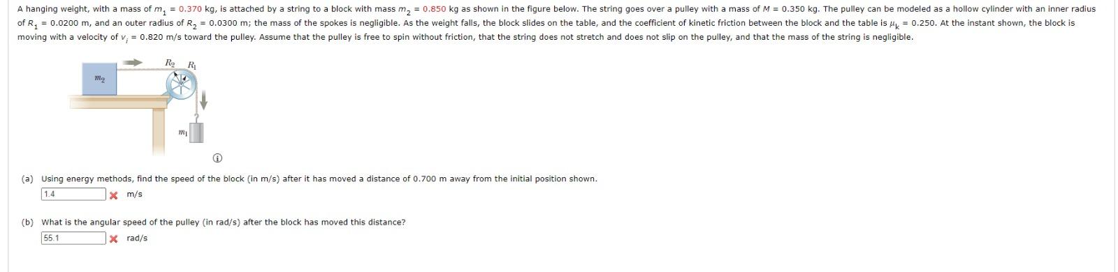 Solved (a) Using energy methods, find the speed of the block | Chegg.com