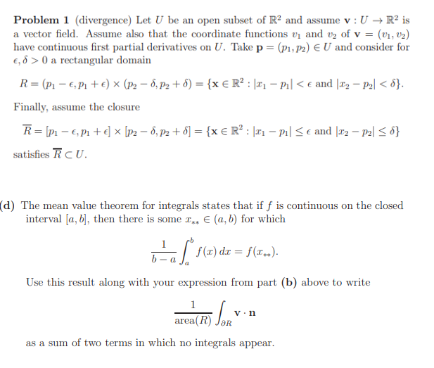 Solved Problem 1 (divergence) Let U be an open subset of R2 | Chegg.com