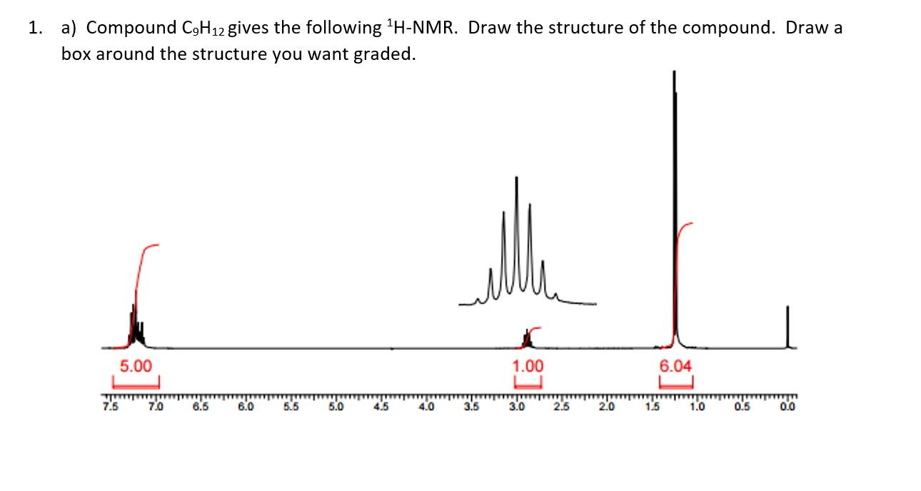 Solved 1. a) Compound C3H12 gives the following 'H-NMR. Draw | Chegg.com