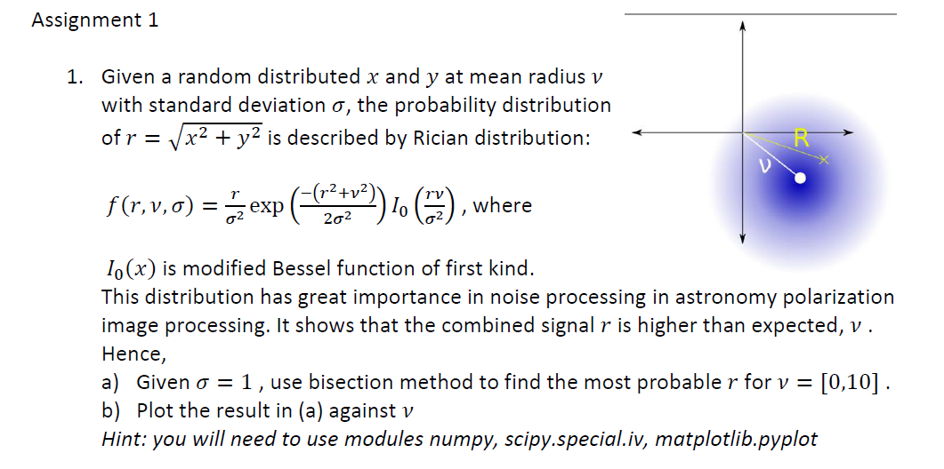 Solved 1. Given a random distributed x and y at mean radius | Chegg.com