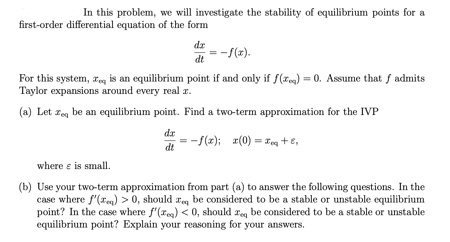 Solved In this problem, we will investigate the stability of | Chegg.com