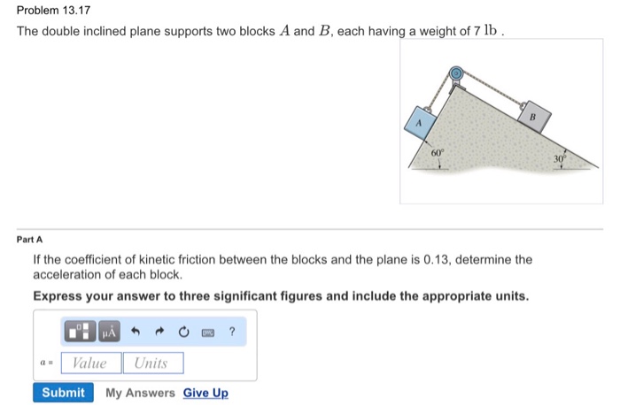 Solved The double inclined plane supports two blocks A and | Chegg.com