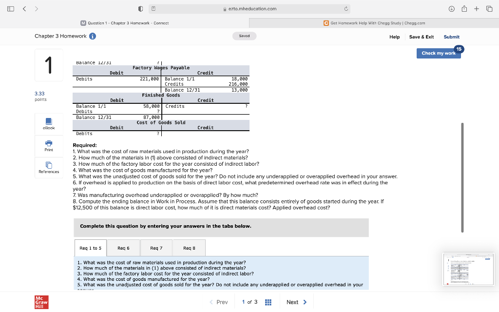 Solved Problem 3-11 (Algo) T-Account Analysis of Cost Flows | Chegg.com
