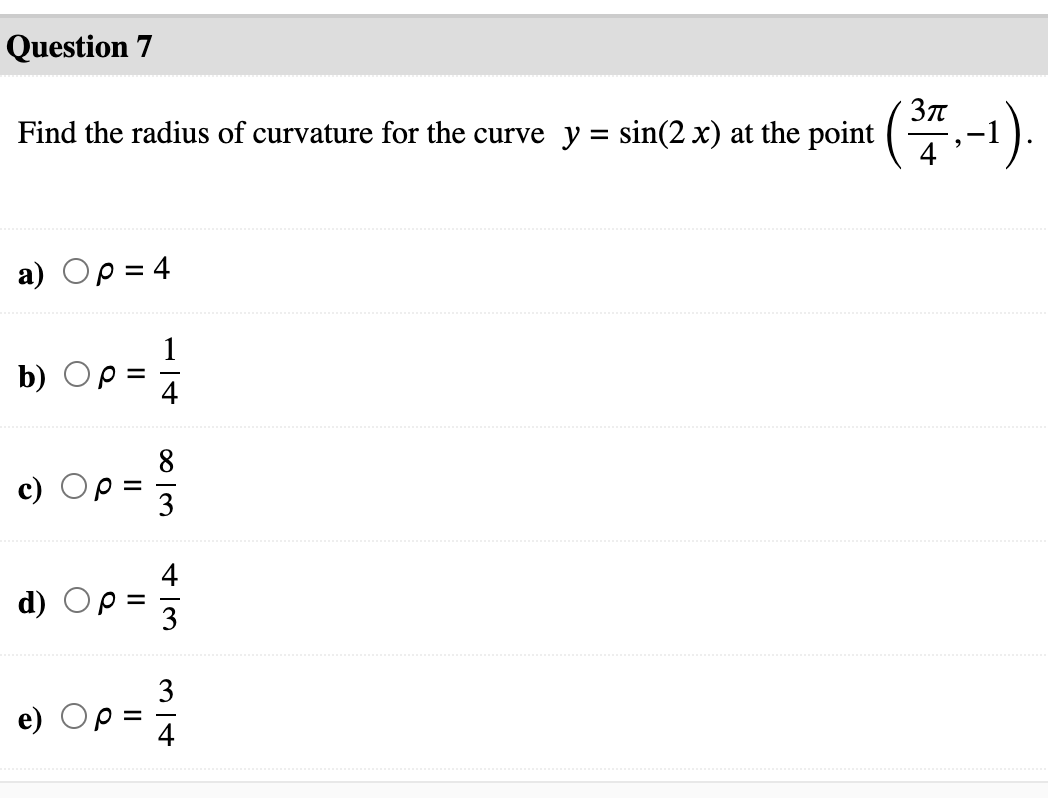 Solved Find the radius of curvature for the curve y=sin(2x) | Chegg.com