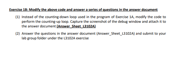 Solved Exercise 1A: Ready to write a sample code (1) Enter | Chegg.com