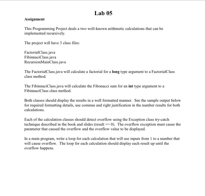 Solved Lab 05 Assignment This Programming Project Deals A