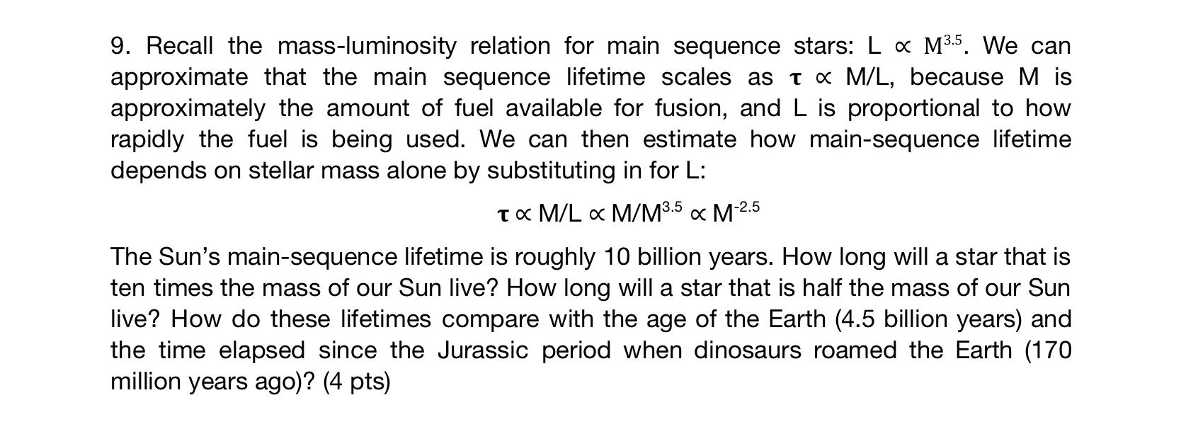 Solved Recall the mass-luminosity relation for main sequence | Chegg.com