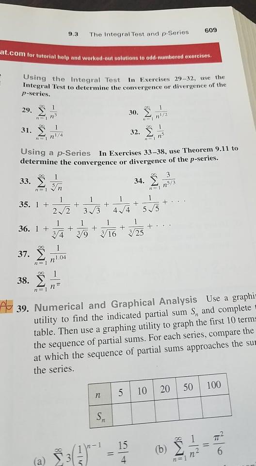 Solved 609 9.3 The Integral Test and p-Series at.com for | Chegg.com