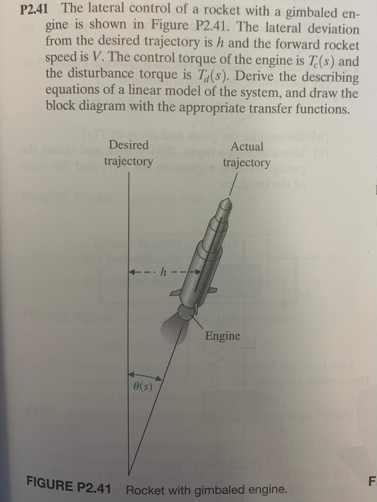Solved P2.41 The lateral control of a rocket with a gimbaled | Chegg.com