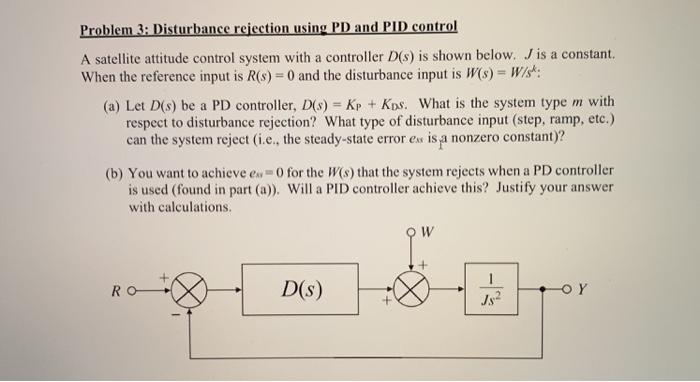 Solved Problem 3: Disturbance rejection using PD and PID | Chegg.com