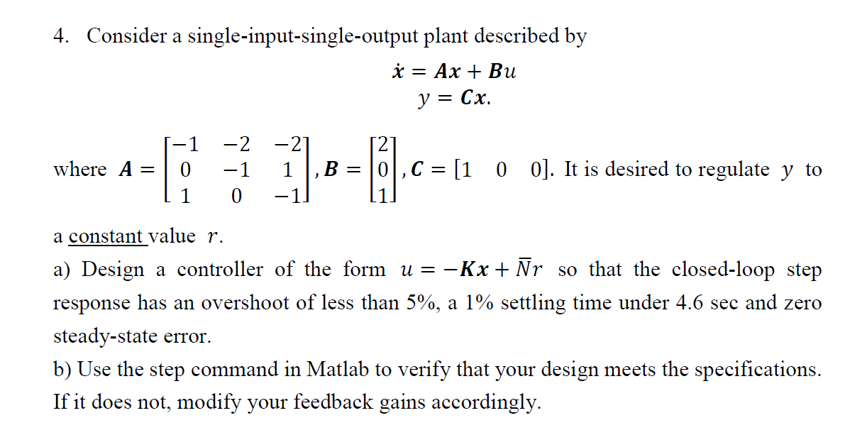 4. Consider a single-input-single-output plant | Chegg.com