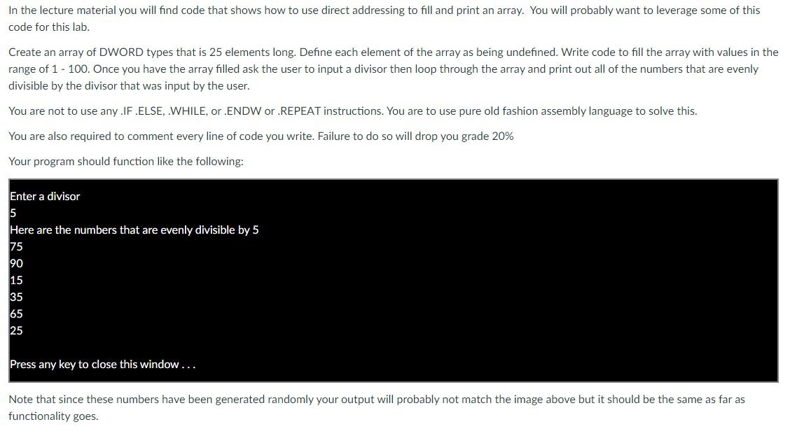 Solved USE x86 ASSEMBLY LANGUAGE, COMMENT EACH LINE OF CODE, | Chegg.com