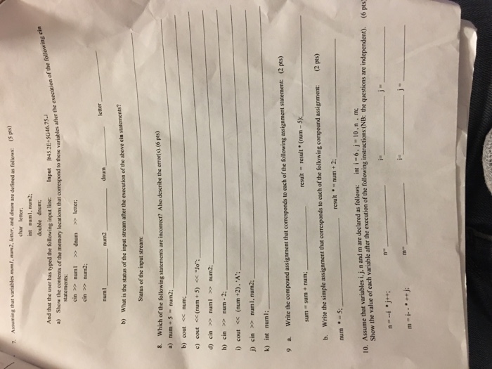 Solved write three declaration statements (with /without | Chegg.com