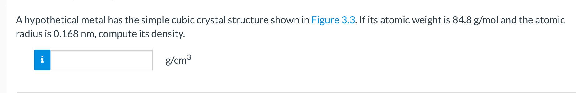 Solved A hypothetical metal has the simple cubic crystal | Chegg.com