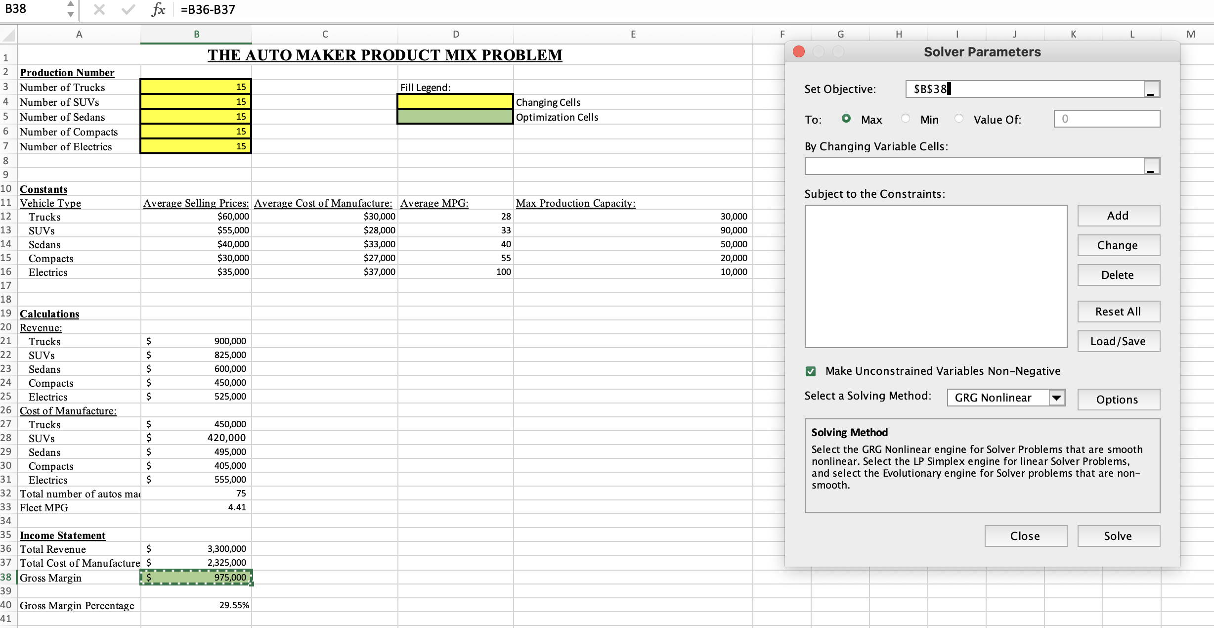 i need help with entering the 9 constraints with the | Chegg.com