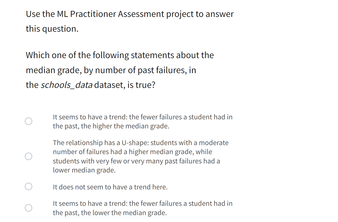 Solved Use the ML Practitioner Assessment project to answer | Chegg.com