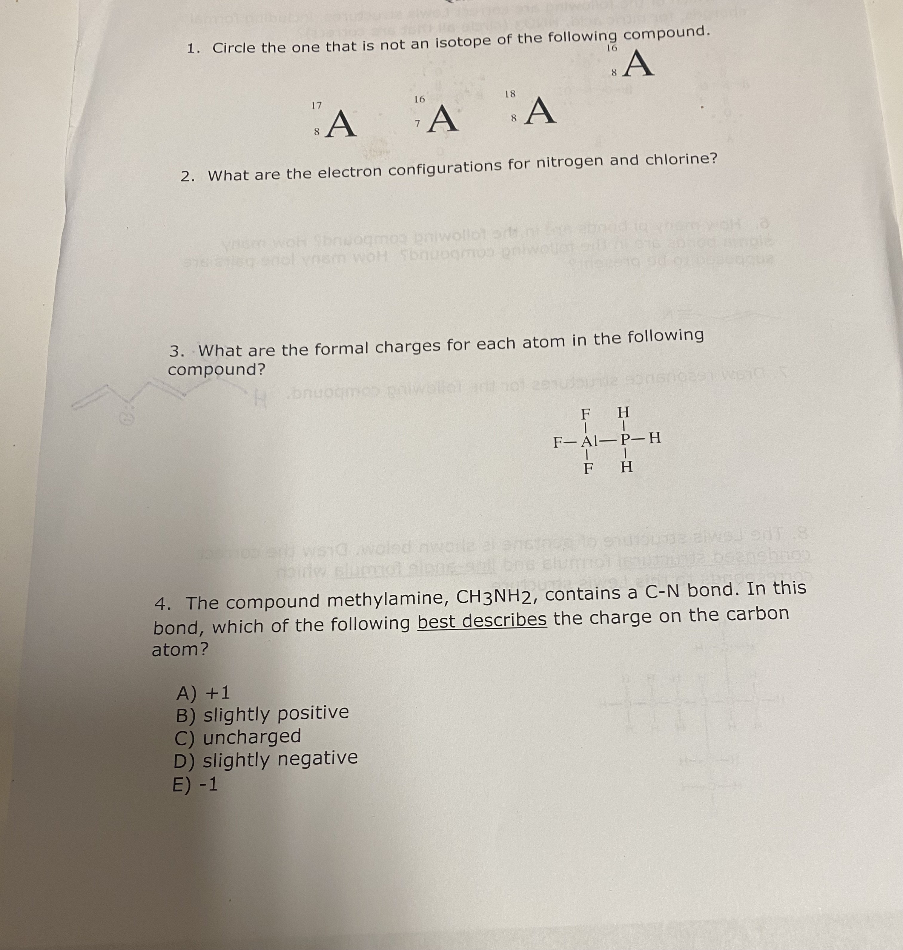 Solved 1. Circle the one that is not an isotope of the | Chegg.com