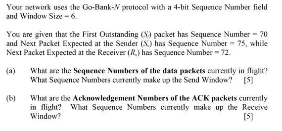 Solved Your network uses the Go-Bank-N protocol with a 4-bit | Chegg.com