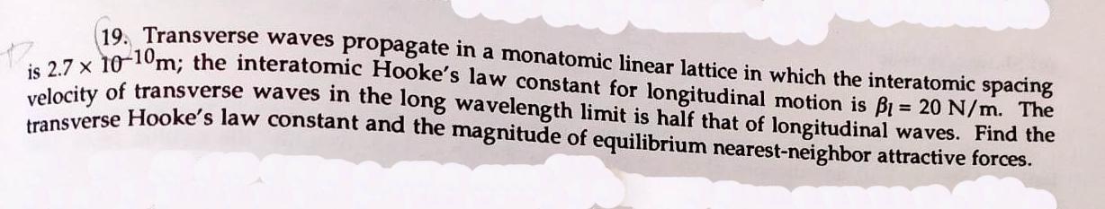 SOLID STATE PHYSICS SOLVE THE PROBLEM | Chegg.com